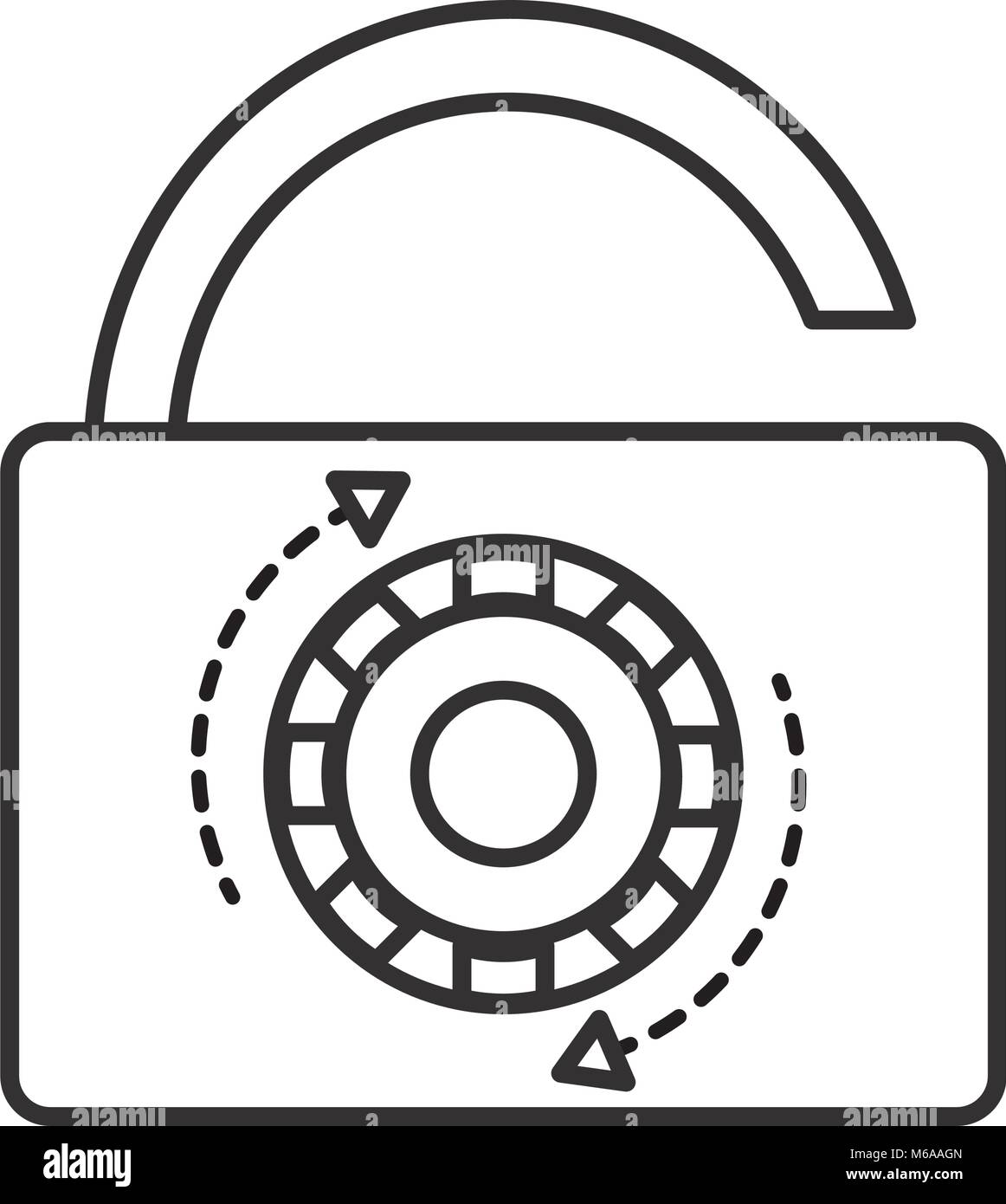 Line Open Padlock Object With Password Protection Stock Vector Image