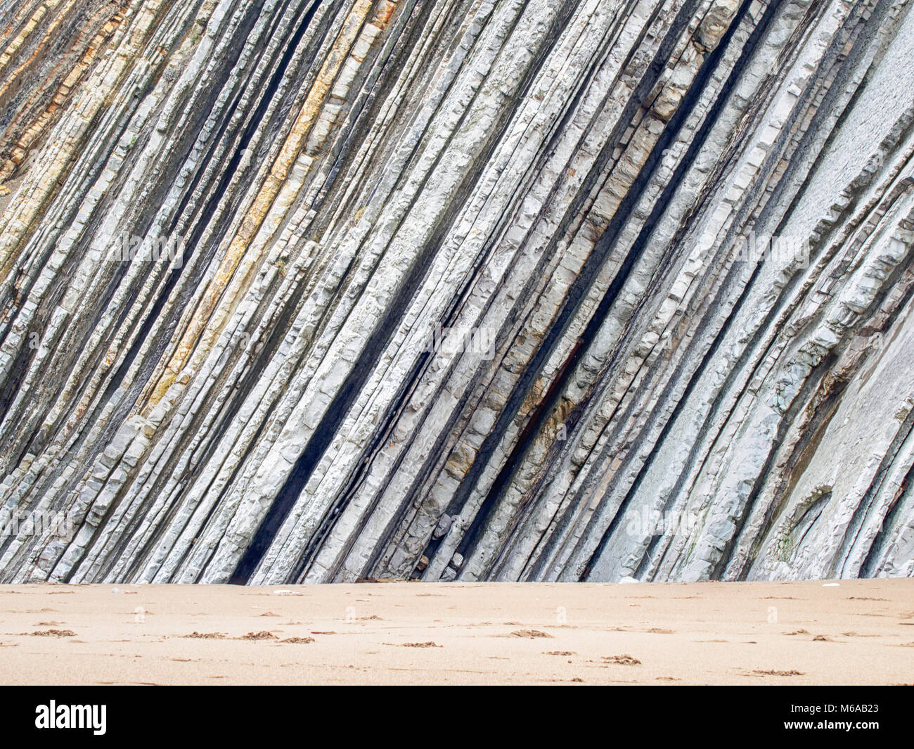 Flysh Cliffs on the Itzurun Beach in Zumaia, Basque Country, Spain ...
