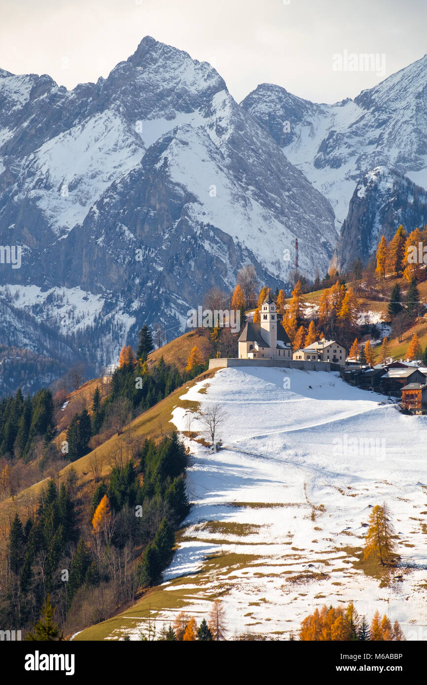 Mountainous landscape with villages of Colle Santa Lucia at the ...