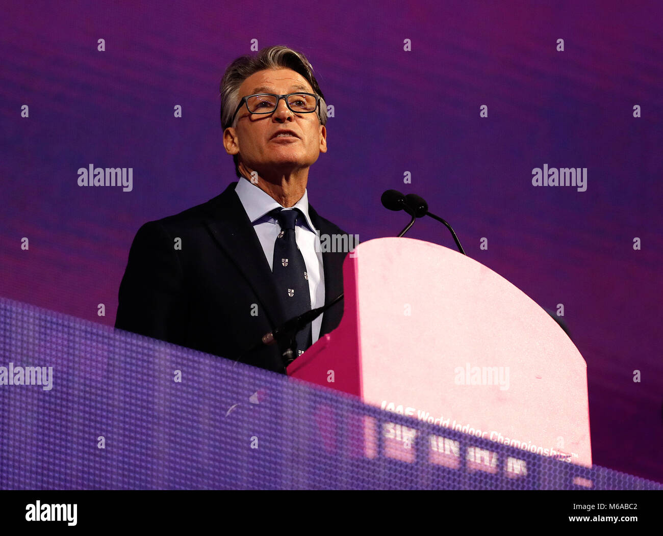 IAAF President Sebastian Coe speaks at the Open Ceremony of the IAAF ...