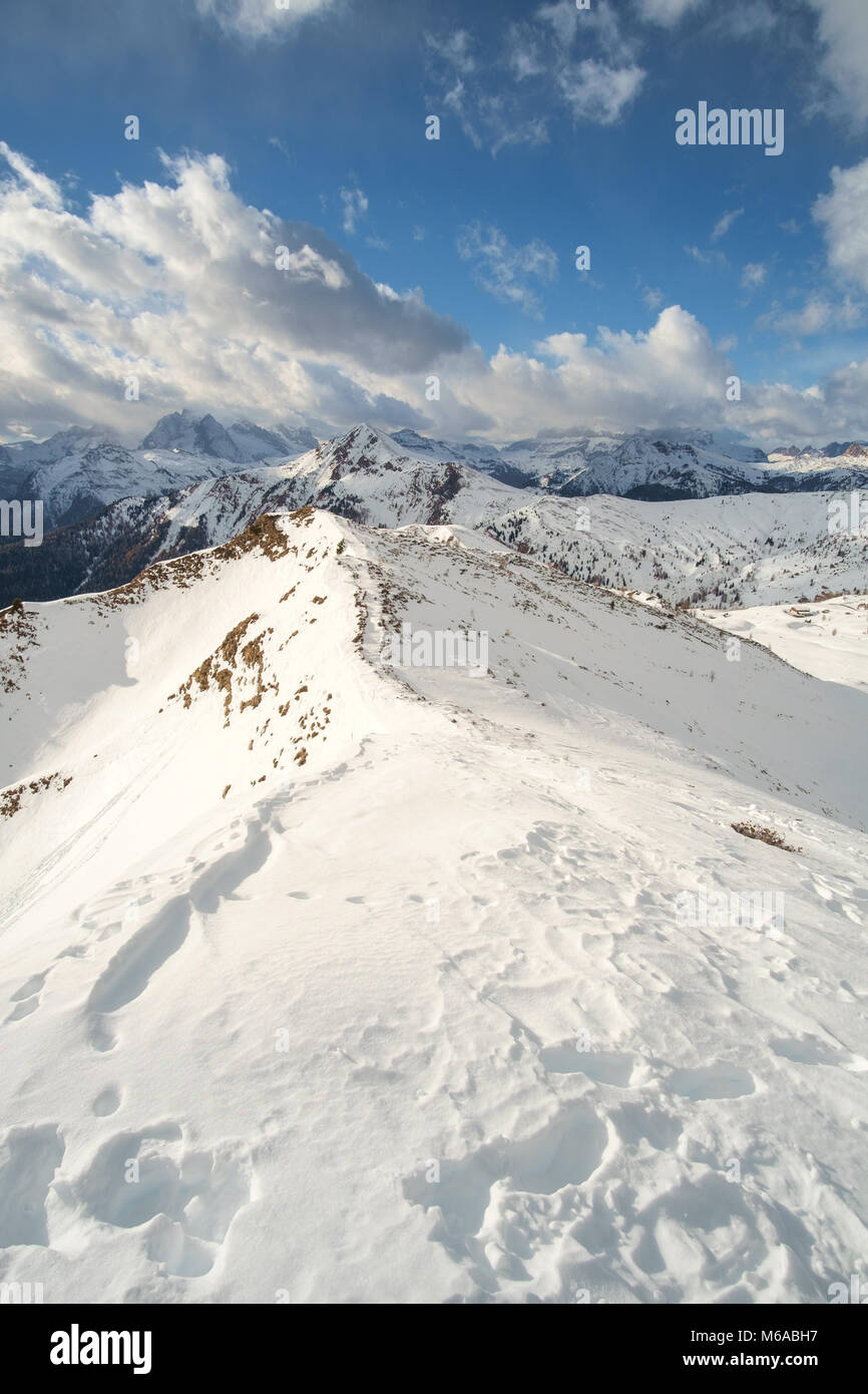 Mountains snow landscape on the northern Italy Dolomites Stock Photo ...