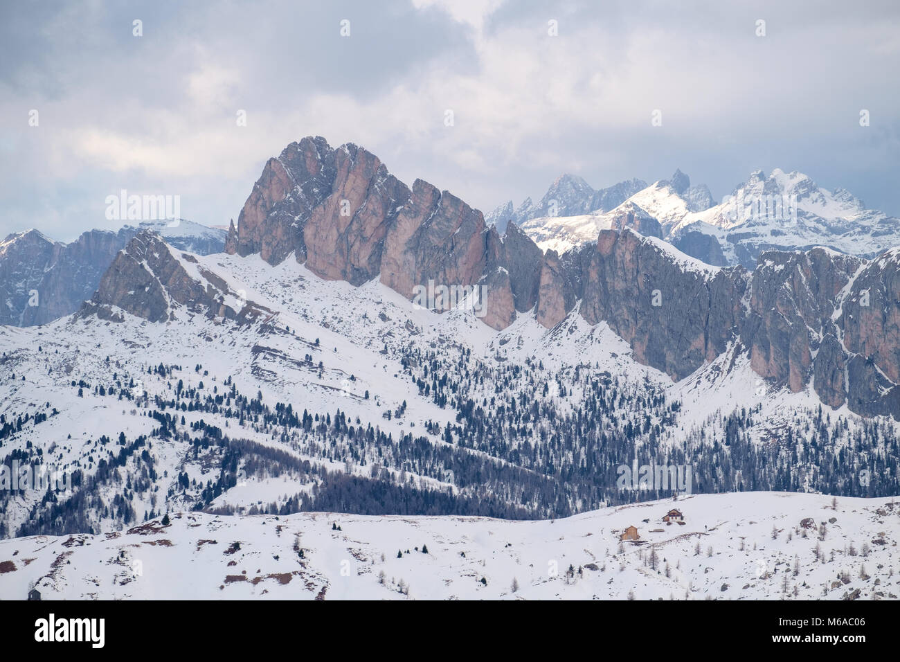 Mountains snow landscape on the northern Italy Dolomites Stock Photo ...