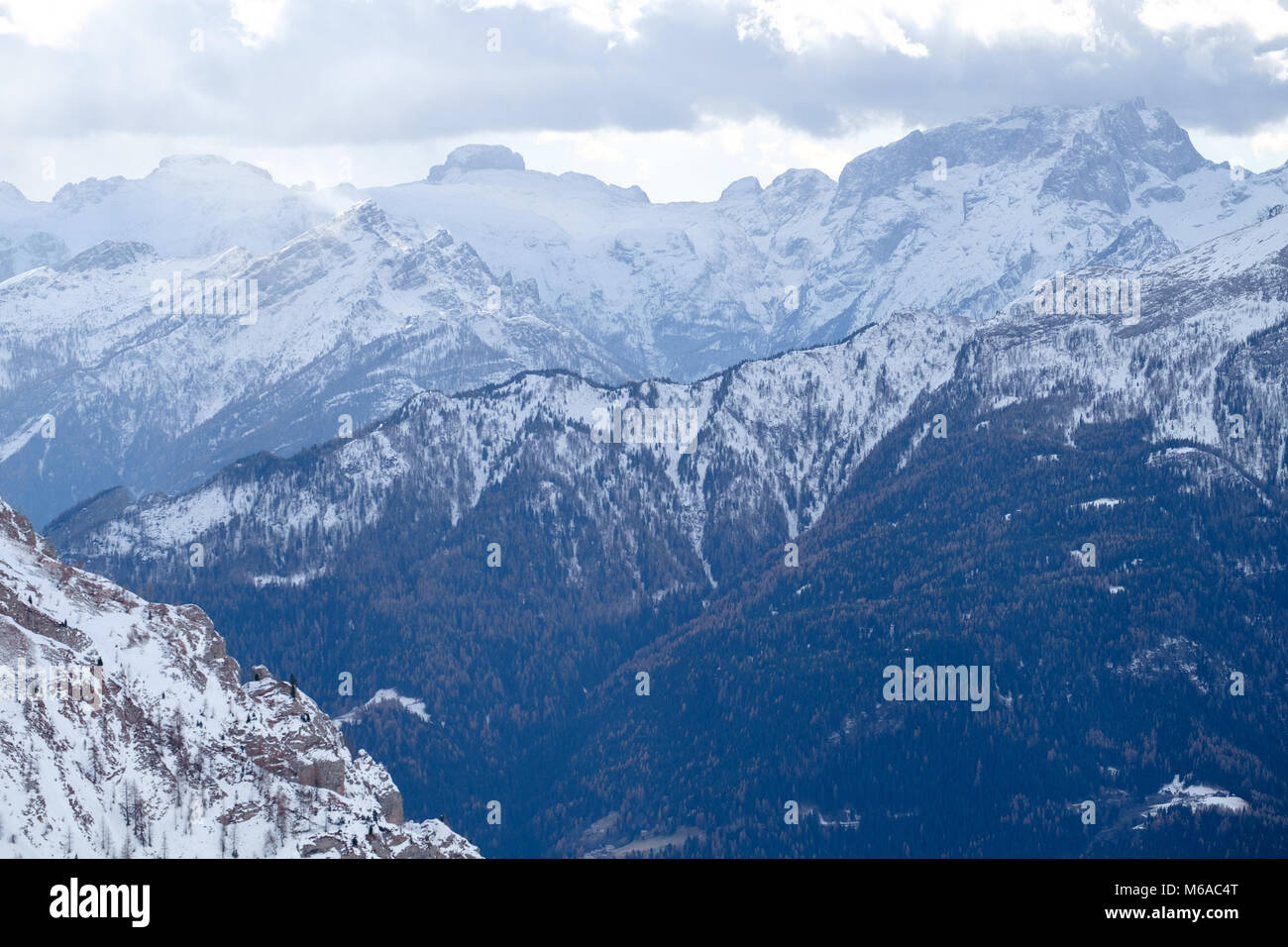 Mountains snow landscape on the northern Italy Dolomites Stock Photo ...