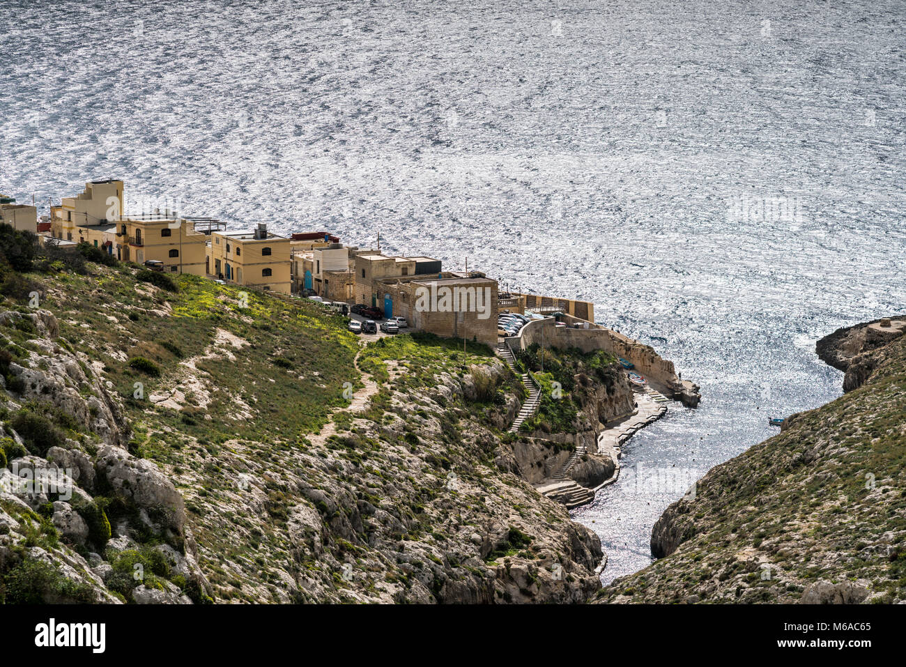 Aerial view of the coastal, Ghar Lapsi, Malta island, Europe Stock ...