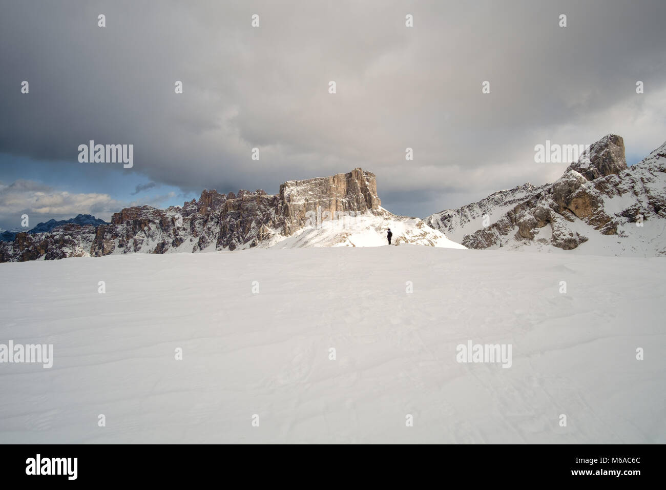 Beautiful snowy mountain range in Lastoni di Formin, Dolomites, Italy ...