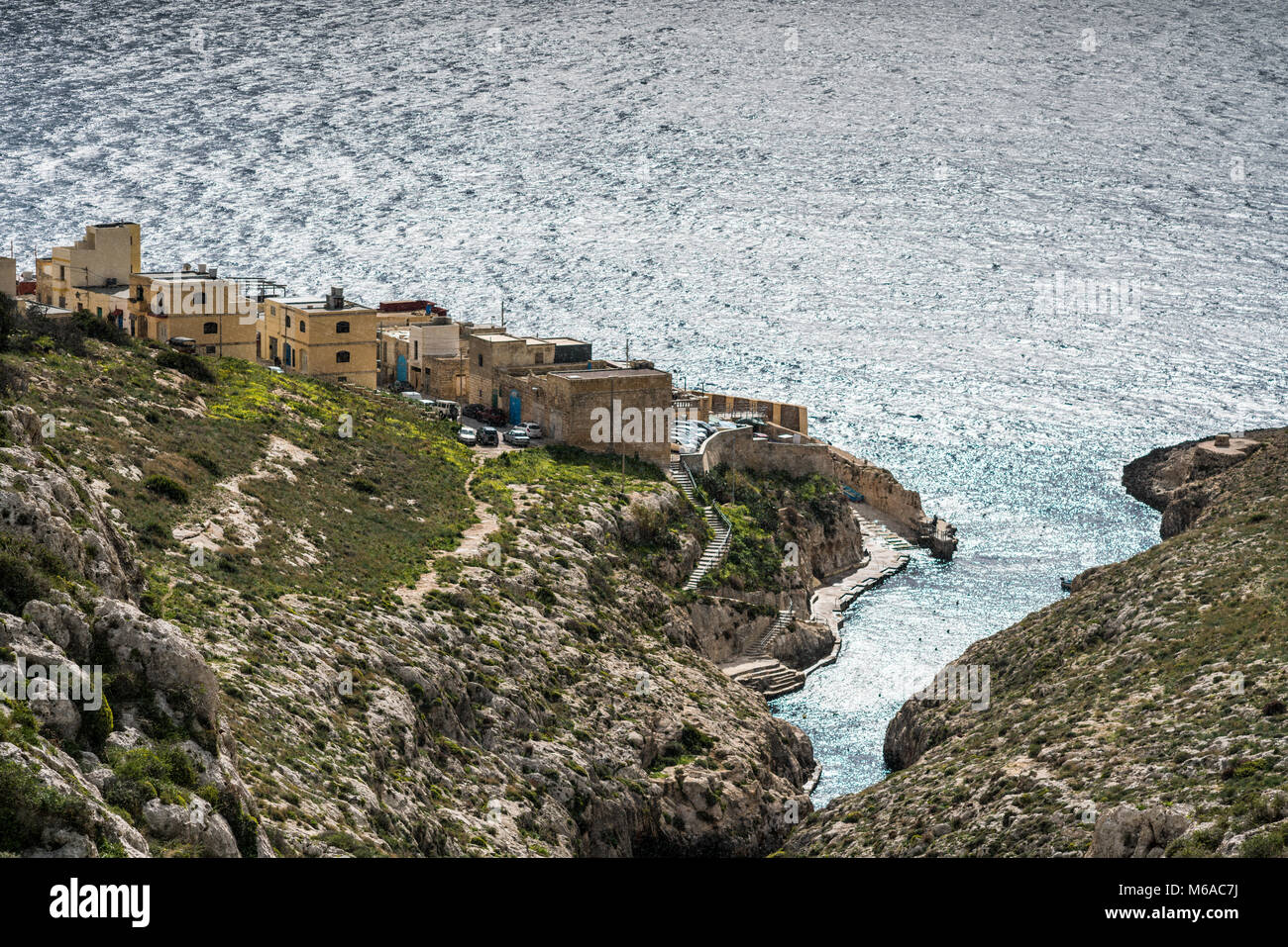 Aerial view of the coastal, Ghar Lapsi, Malta island, Europe Stock ...