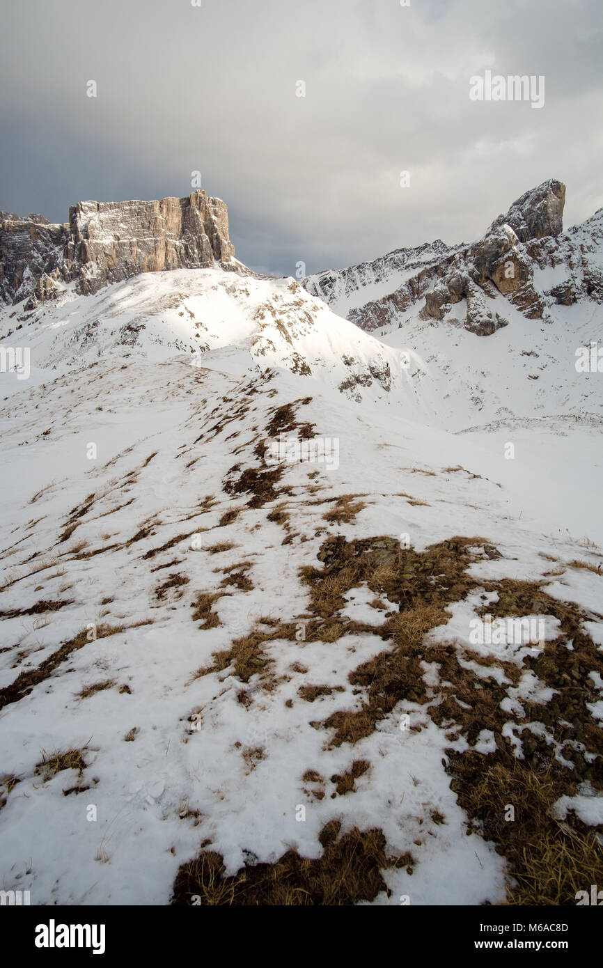 Beautiful snowy mountain range in Lastoni di Formin, Dolomites, Italy ...