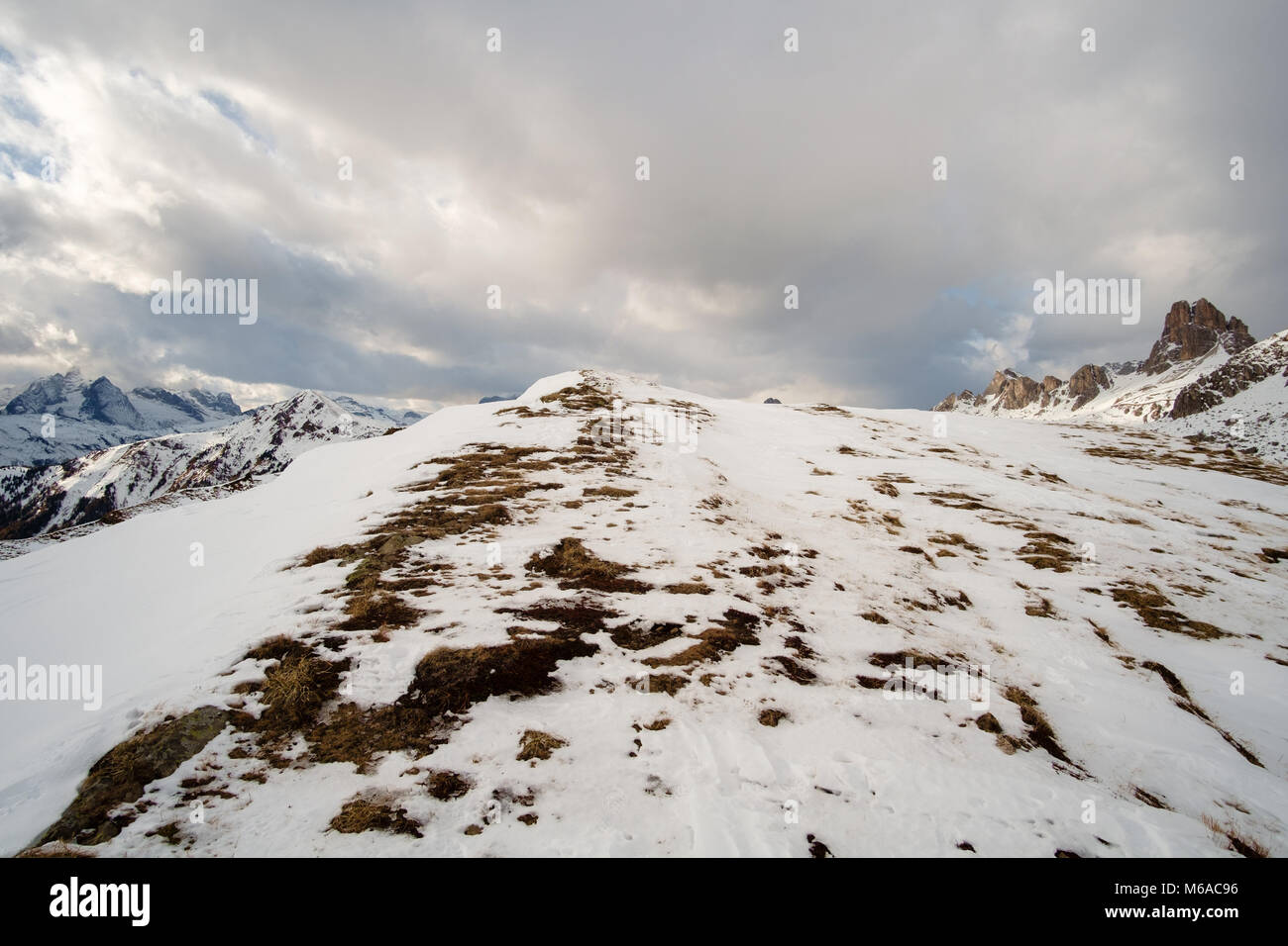 Mountains snow landscape on the northern Italy Dolomites Stock Photo ...