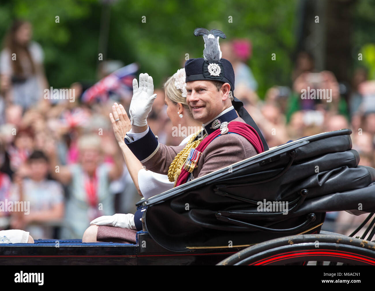 Prince Edward - Earl of Wessex waves to the crowd during Trooping the ...