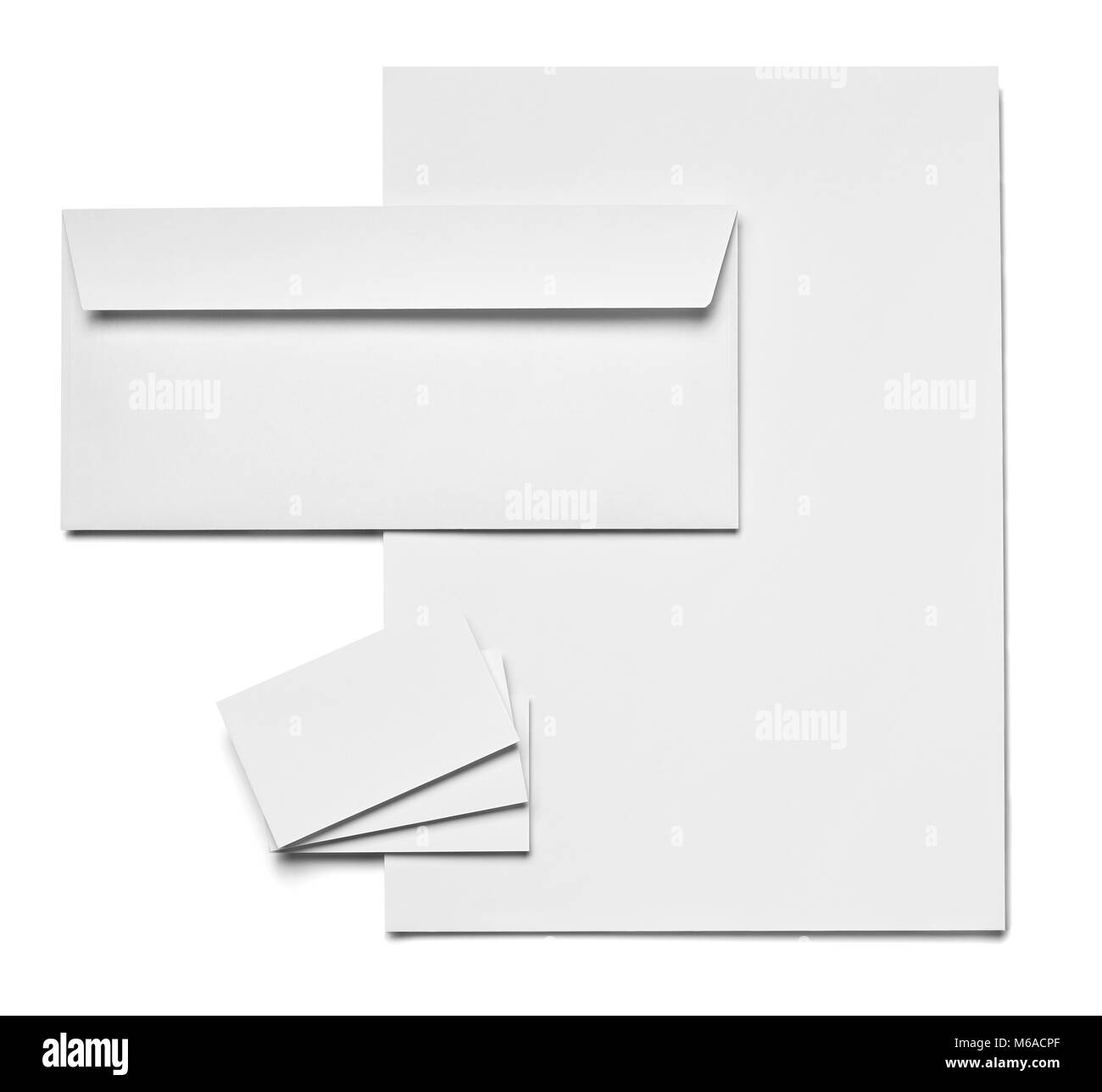 envelope, paper and business card template on white background Stock ...