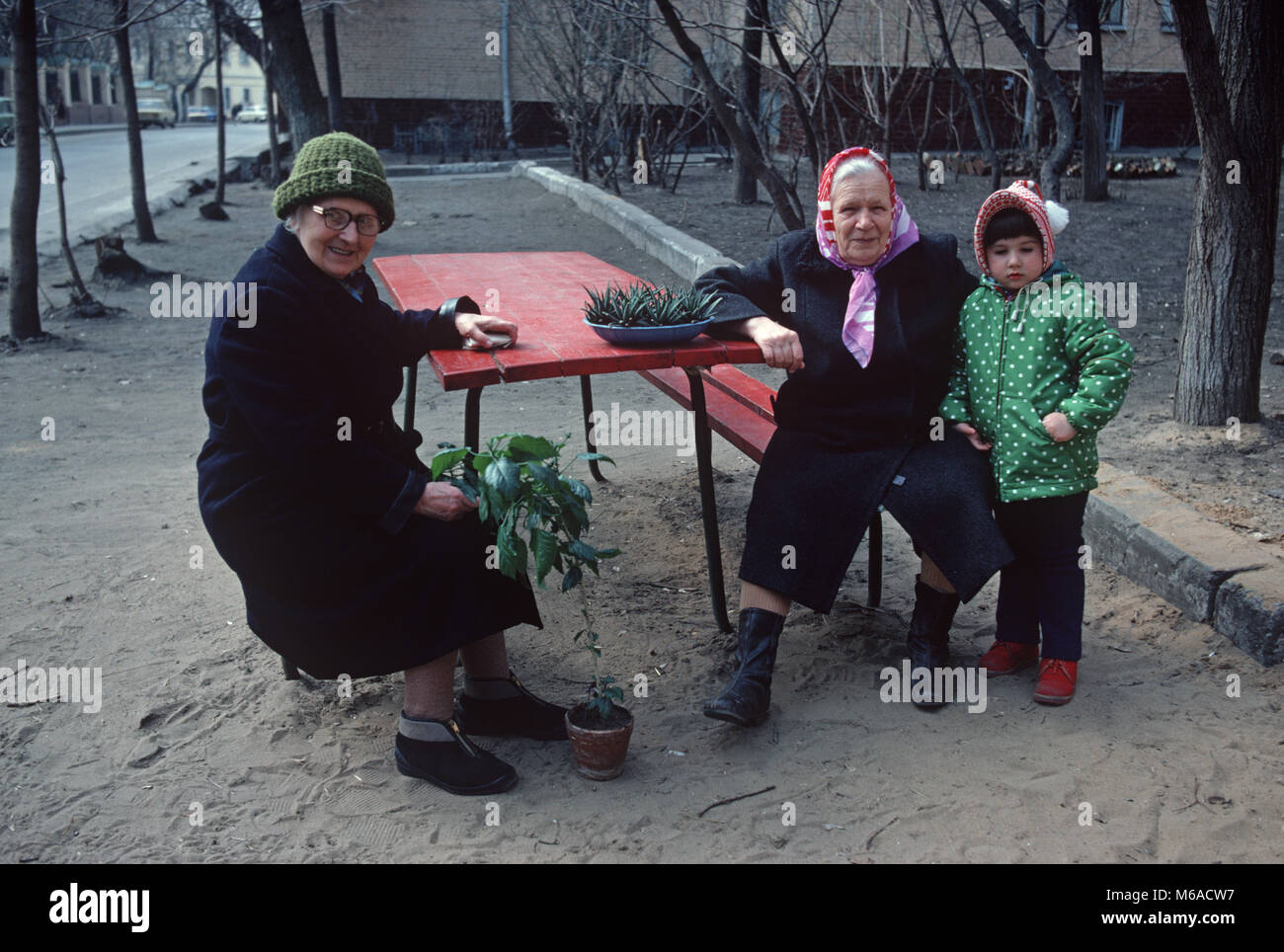 Child care Russian grandmothers with grandchild, Moscow, Russia Stock ...
