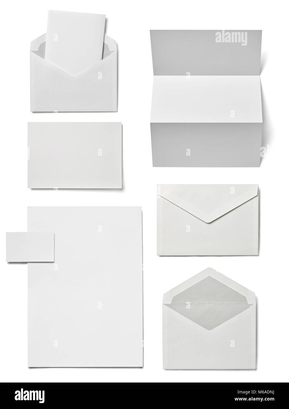 collection of various white paper document on white background. each ...
