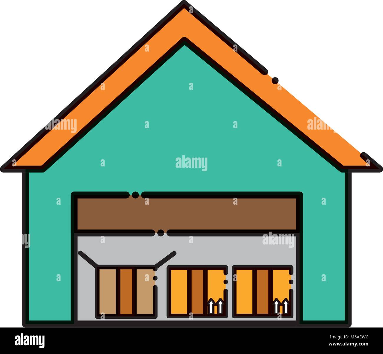 dashed line garage store service with delivery package Stock Vector ...