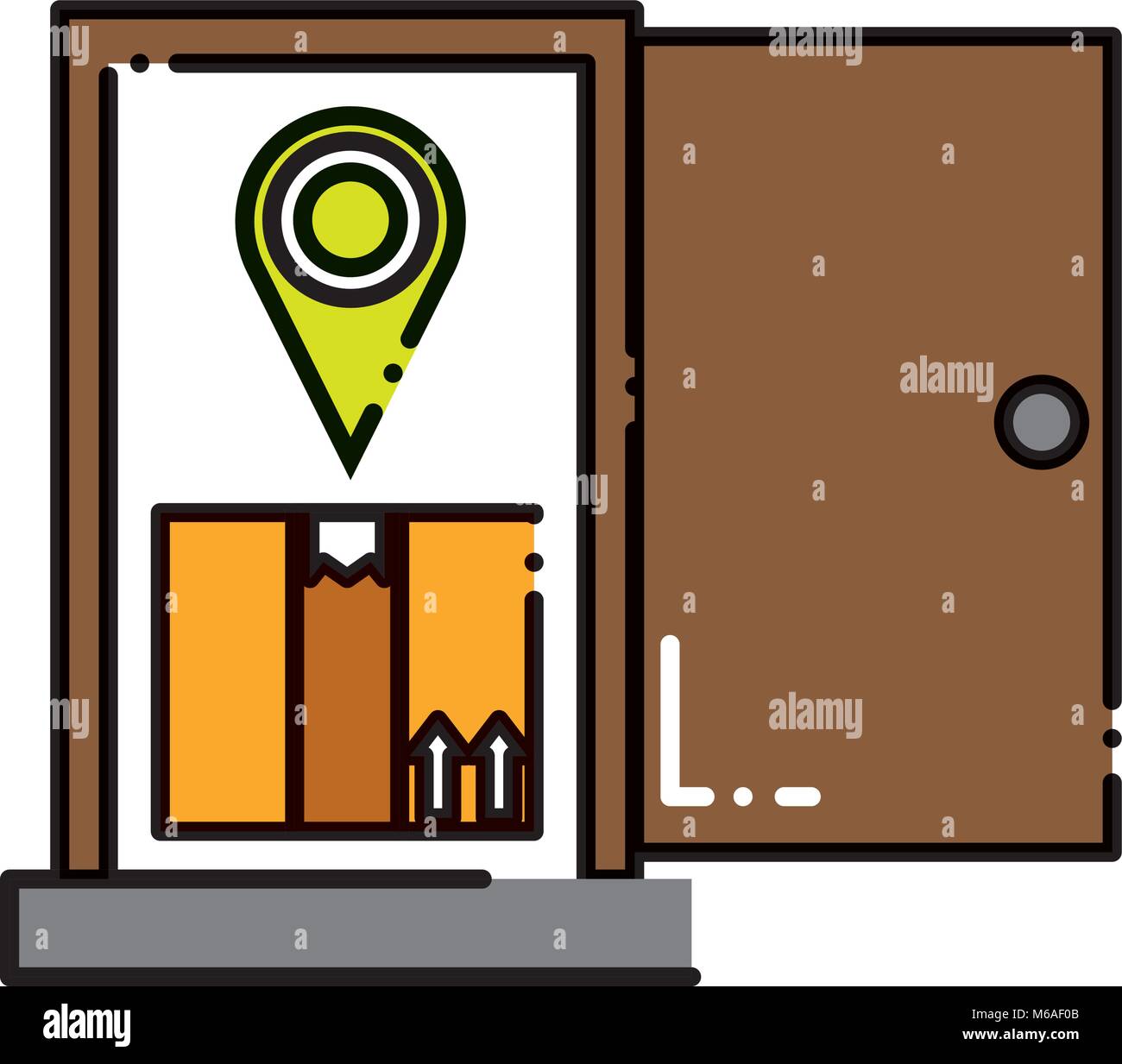 dashed line door with box package nd location symbol Stock Vector Image ...