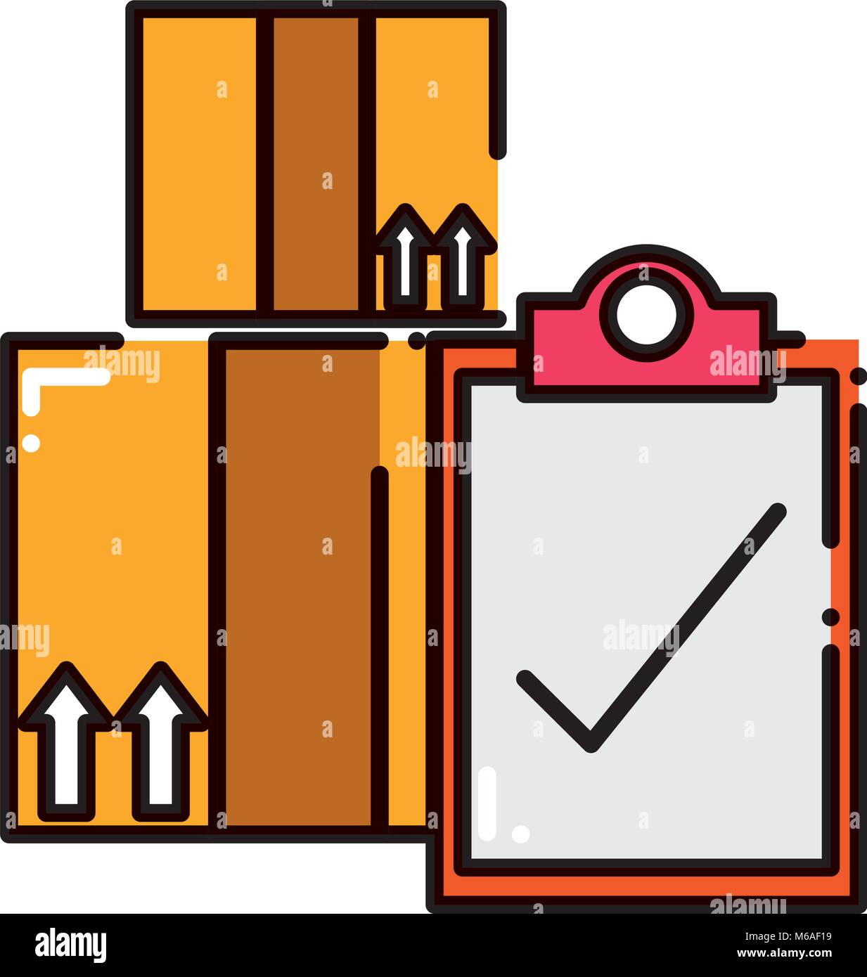 dashed line boxes packages with check list clipboard Stock Vector Image ...