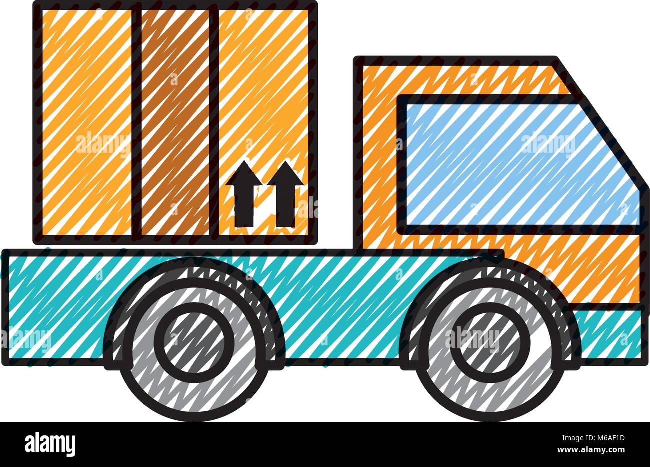 doodle delivery truck service with business package Stock Vector Image ...