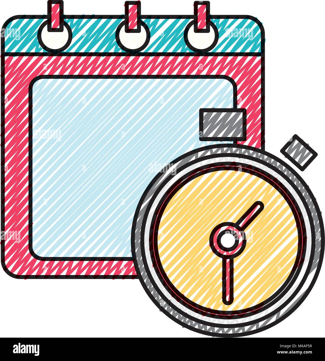 doodle calendar with chronometer object to control the time Stock ...