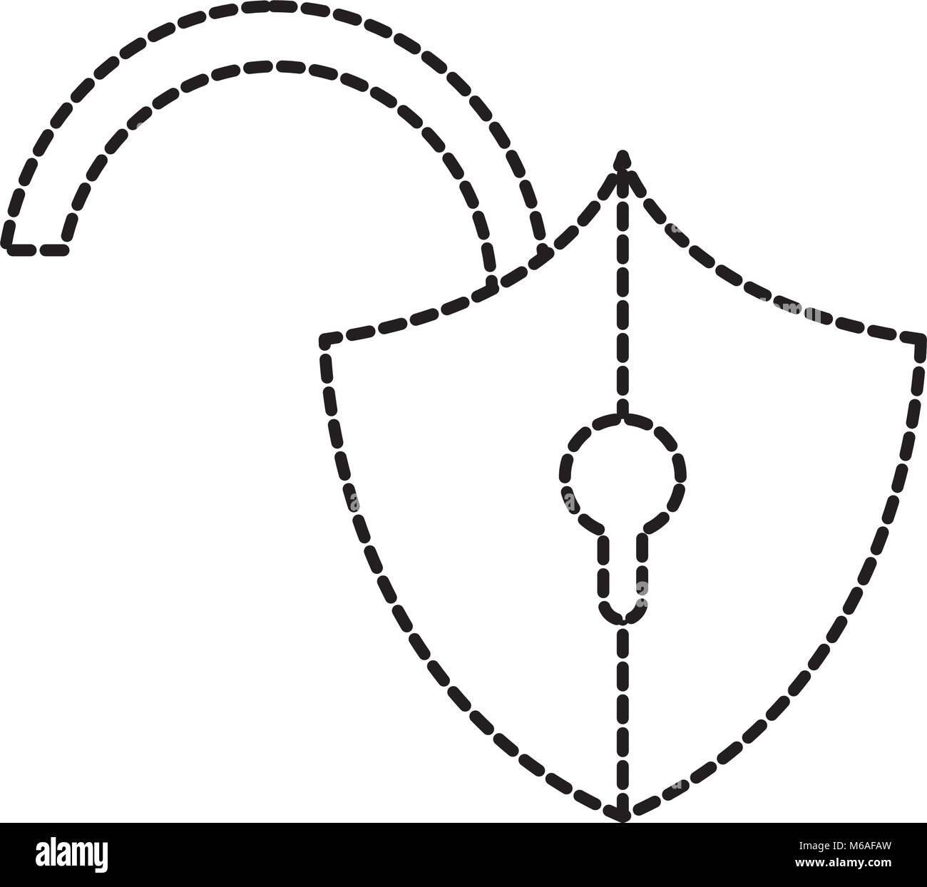 dotted shape open padlock shield security protection Stock Vector Image ...