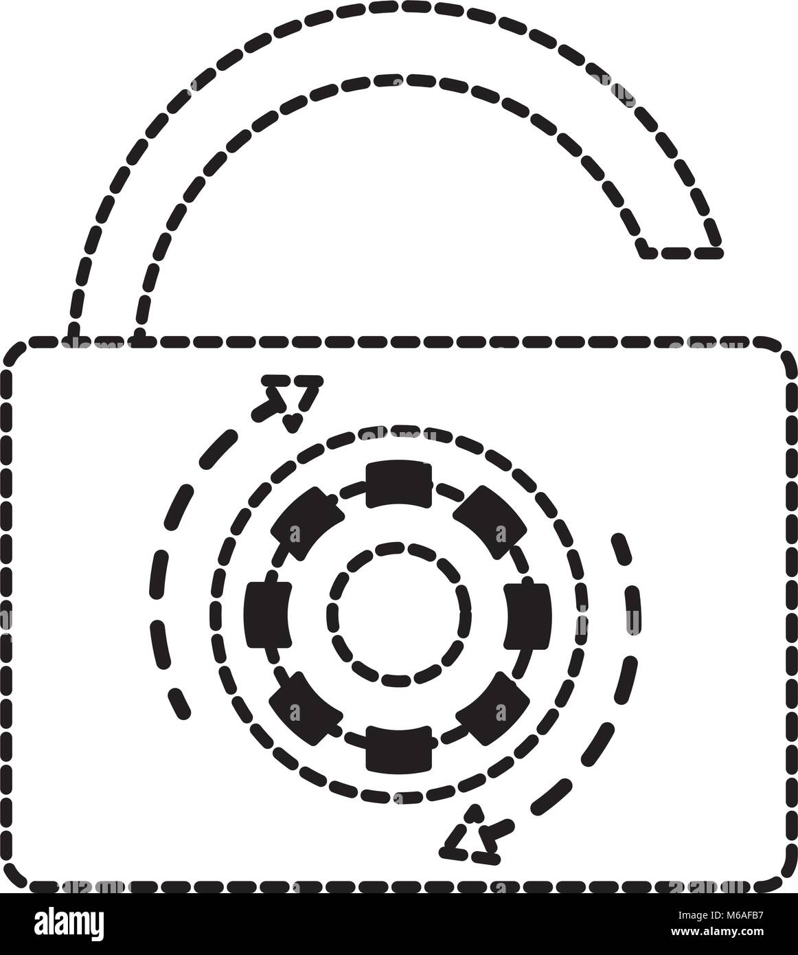 dotted shape open padlock object with password protection Stock Vector ...