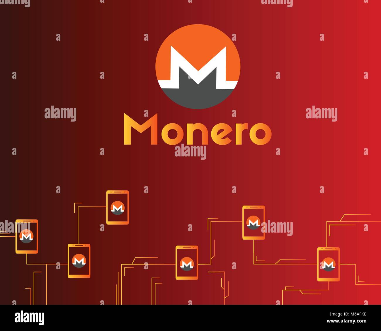 Cryptocurrency monero connected background collection Stock Vector ...