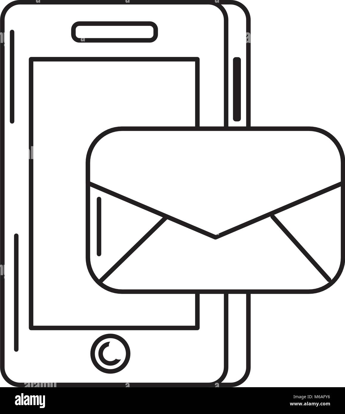 line smartphone technology with e-mail message Stock Vector Image & Art ...