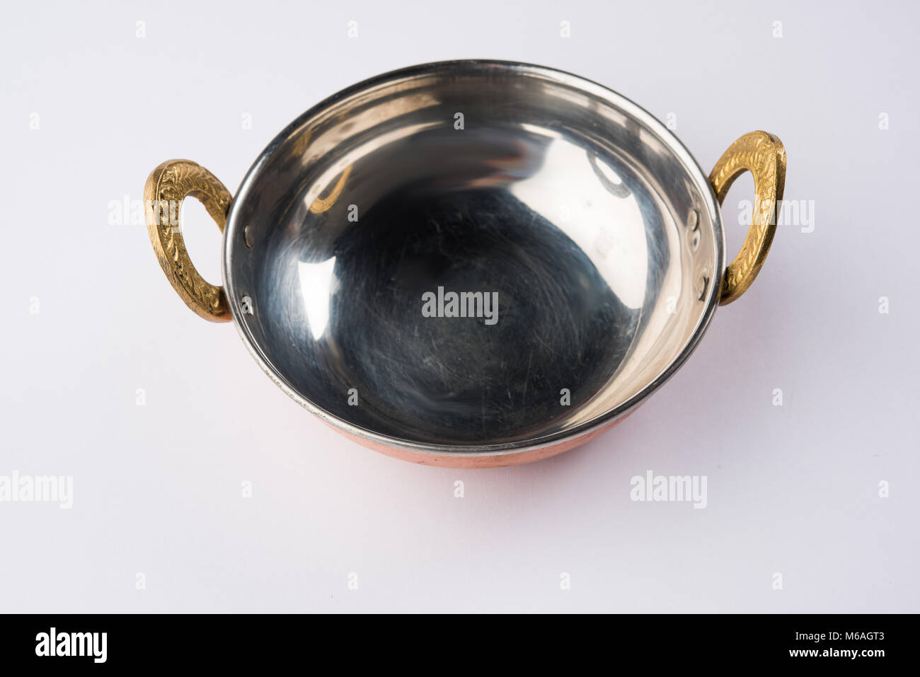 empty Indian Kadhai or Karhai or frying pan or iron wok isolated on ...