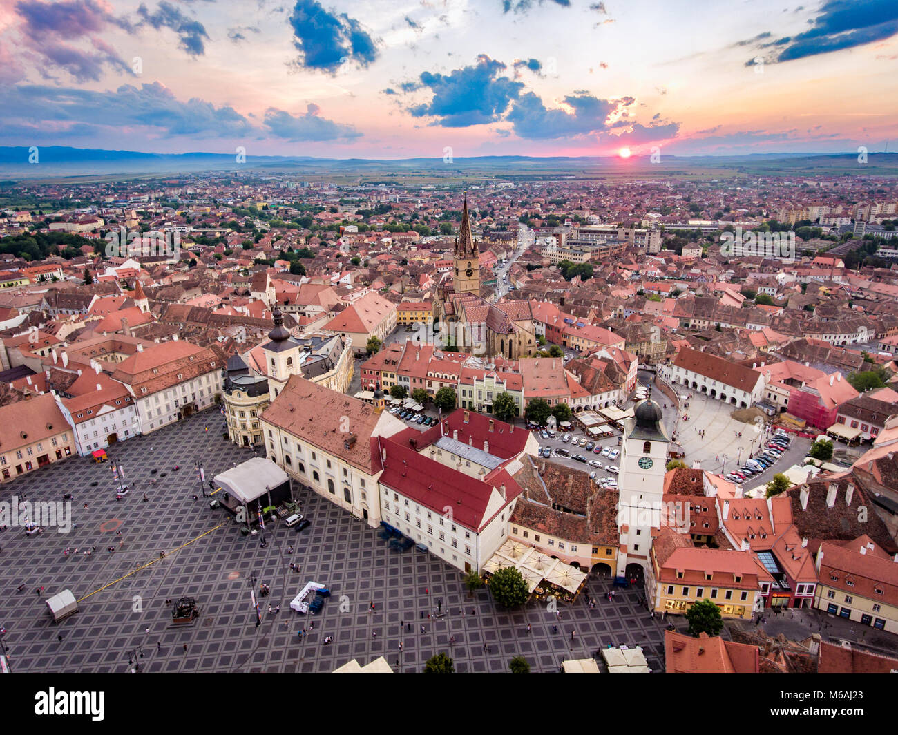 Above Sibiu at sunset Stock Photo - Alamy