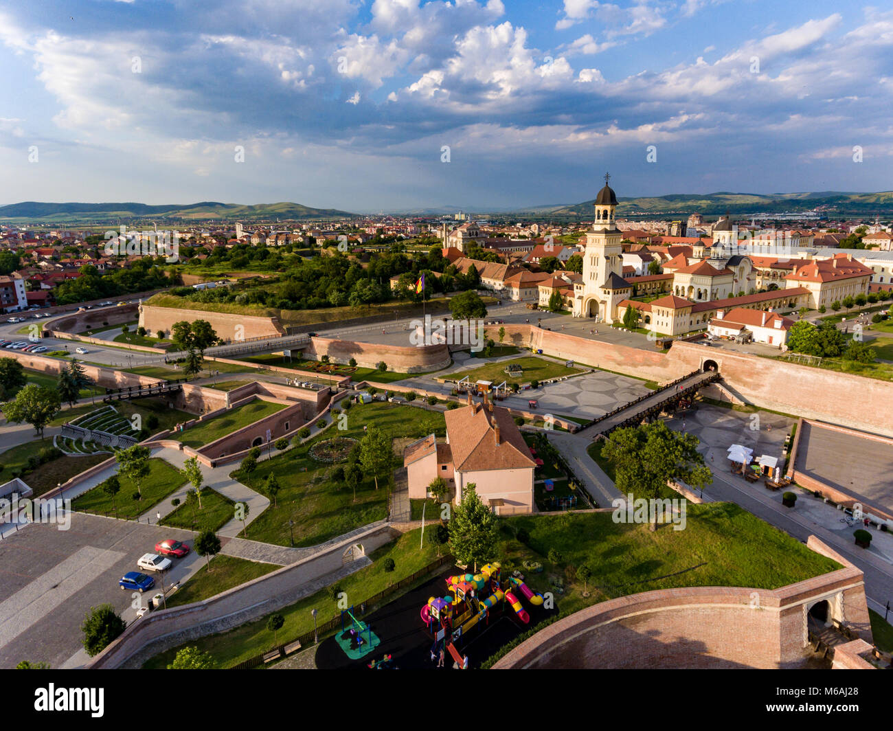 Alba Iulia Romania aerial view from helicopter Stock Photo - Alamy