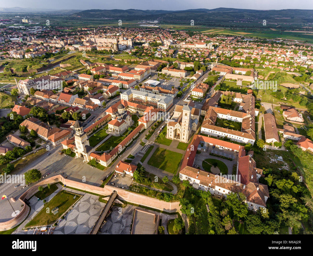 Sunset over Alba Iulia Medieval Fortress in Transylvania, Romania Stock ...
