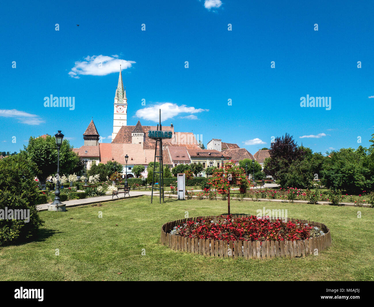 Saxon Village Medias in Transylvania Romania Stock Photo - Alamy