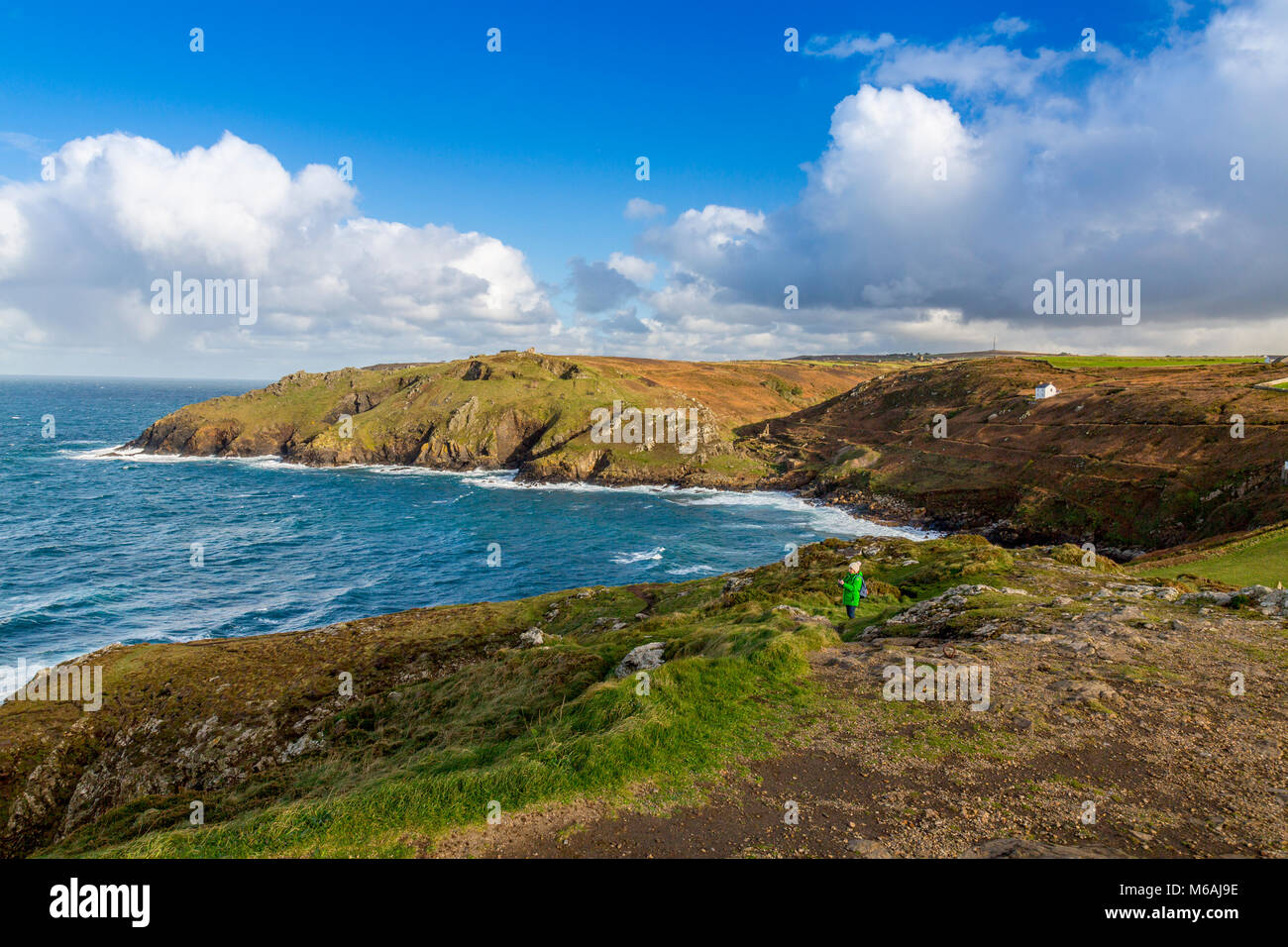 Looking from Cape Cornwall summit towards the mouth of the Kenidjack ...