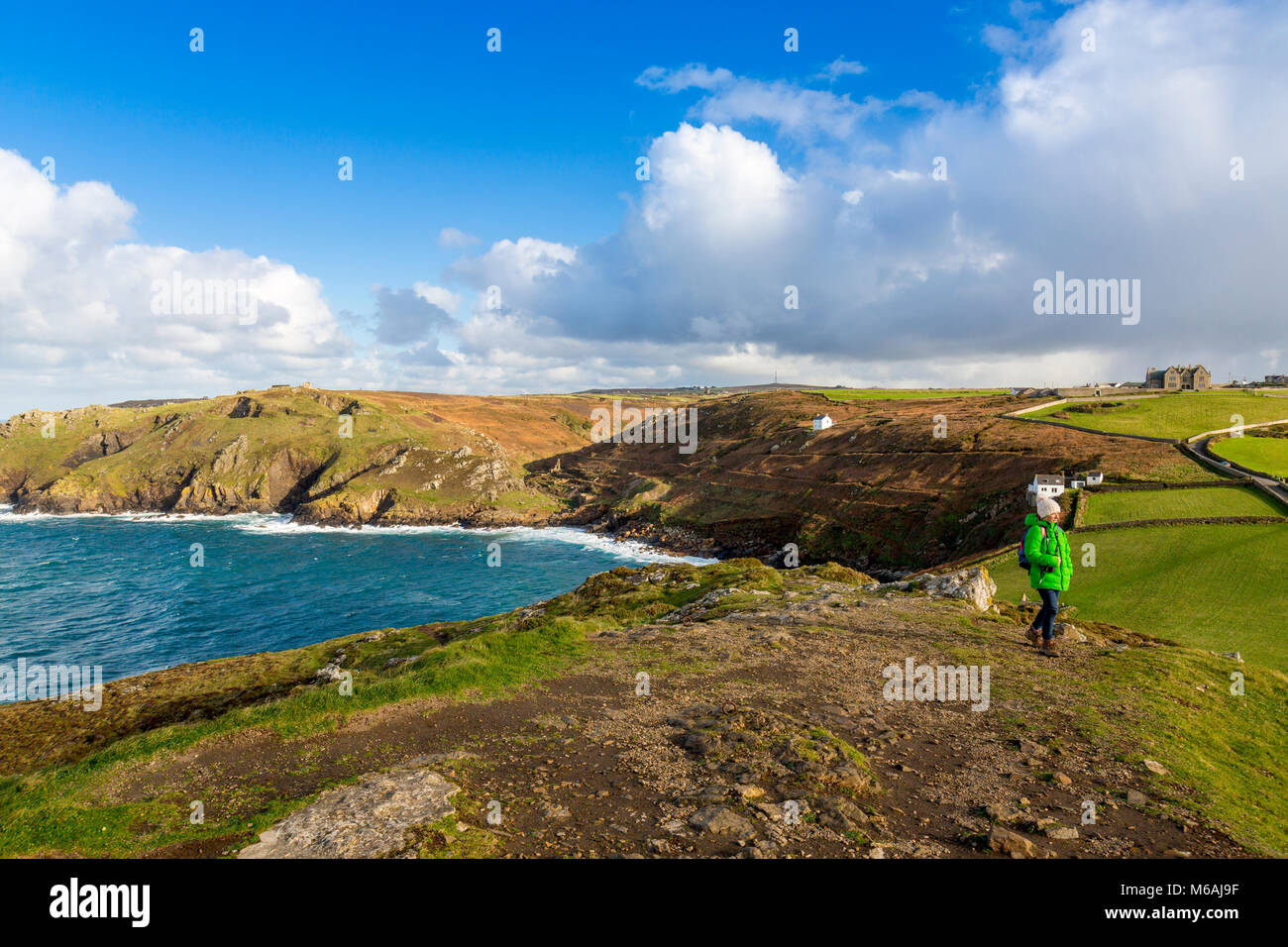 Looking from Cape Cornwall summit towards the mouth of the Kenidjack ...