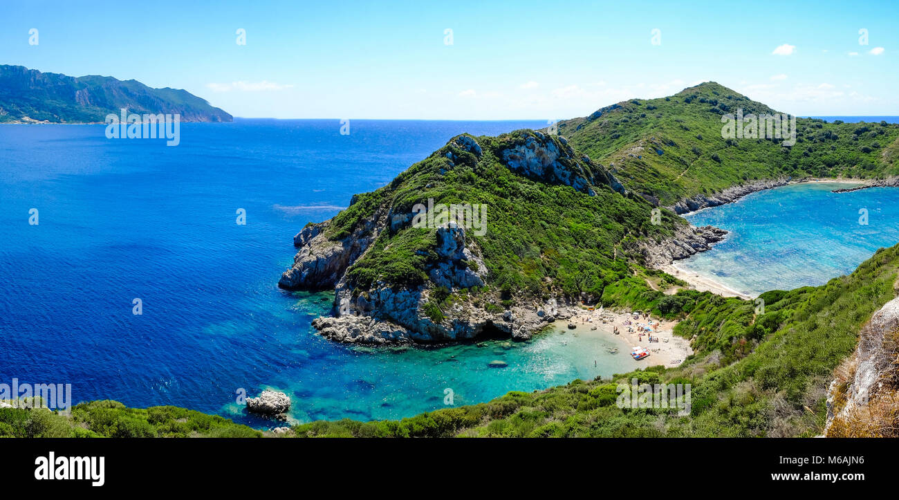 Porto Timoni, the best beach in Corfu island, Greece. Important tourist ...
