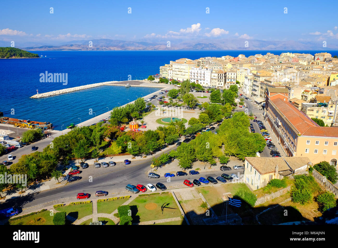 Corfu old harbour, city symbol. Panoramic view Stock Photo - Alamy