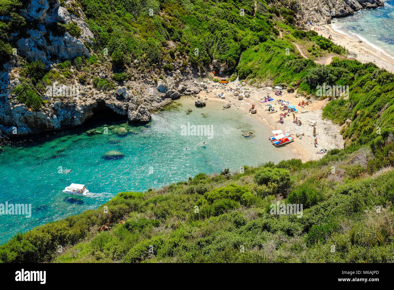 Porto Timoni, the best beach in Corfu island, Greece. Important tourist ...