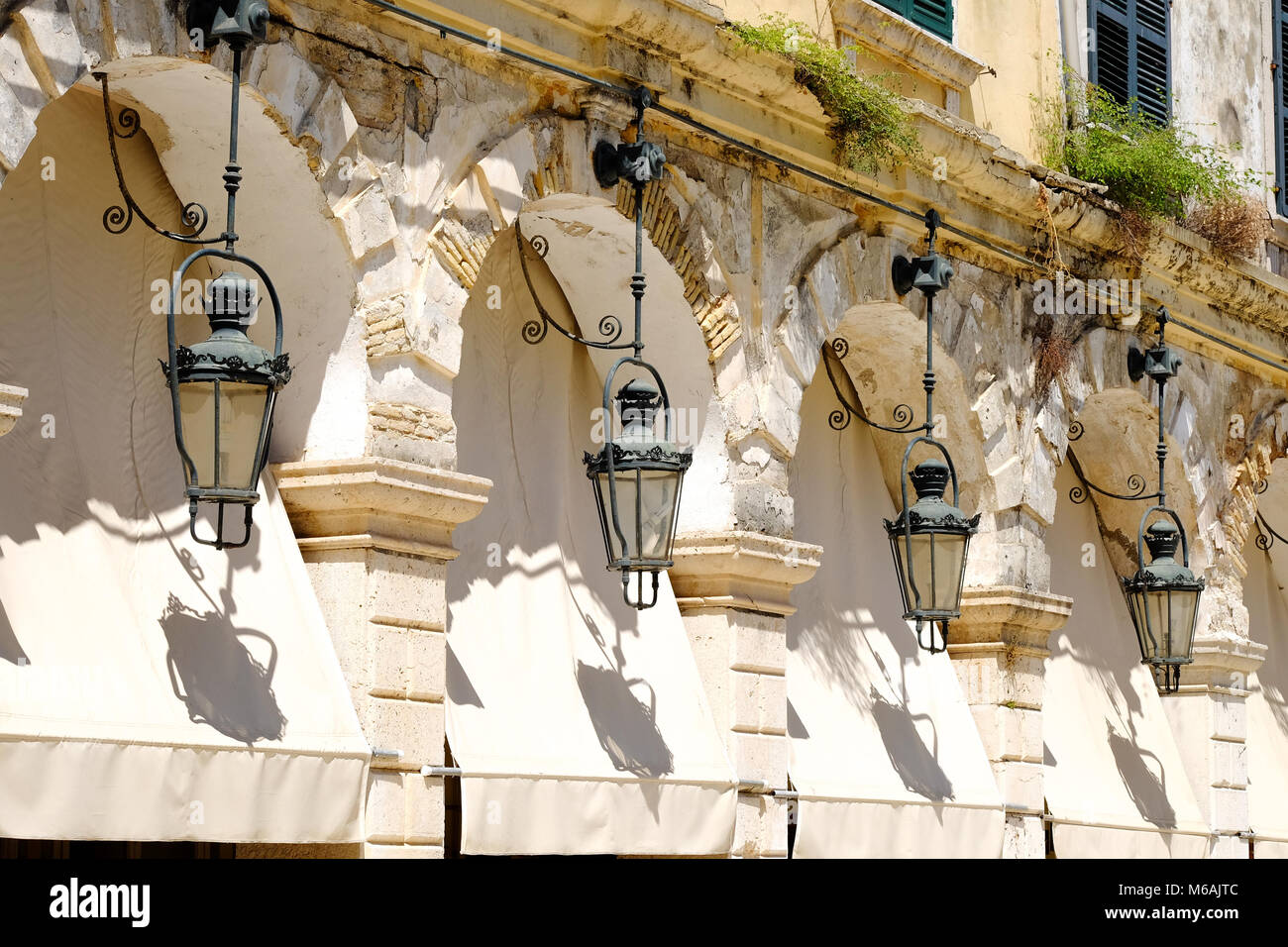 Corfu Liston Promenade architecture and details. Kerkyra island, Greece ...