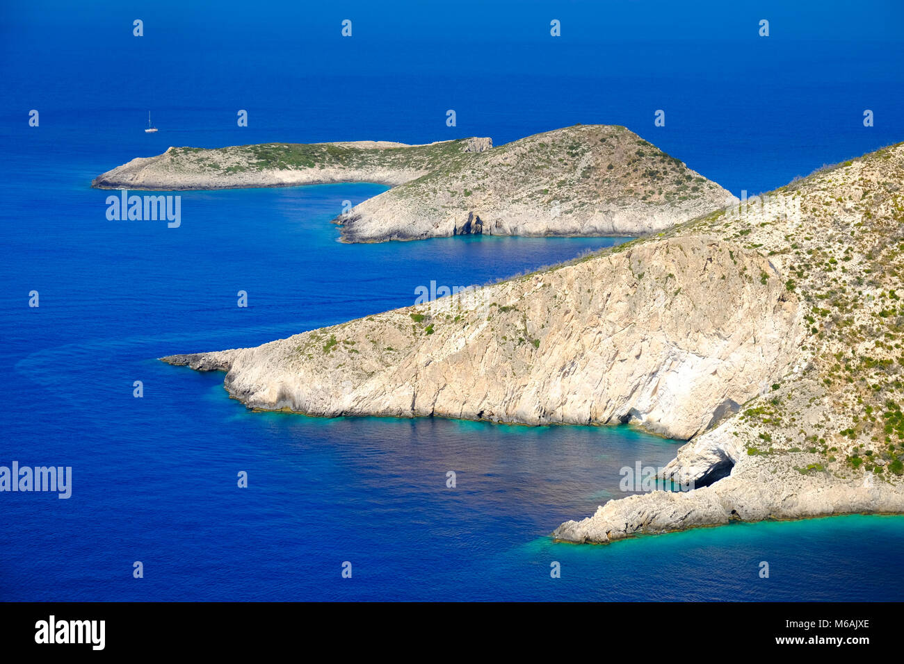 Porto Vromi Bay Zakynthos panorama. Touristic attraction because of the ...