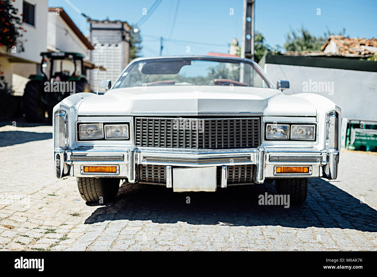 Front view of vintage classic car parked in a street Stock Photo - Alamy