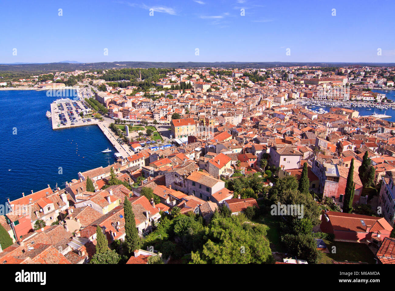 Typical Croatian architecture in the old city of Rovini on the ...