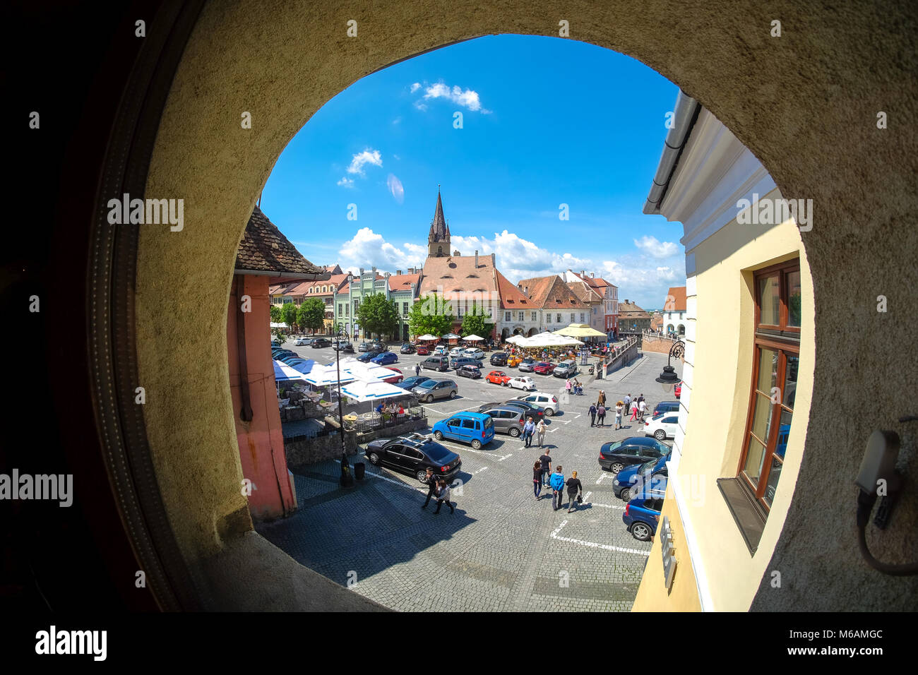 Sibiu, Transylvania, Romania. Daily life in the Small Square (Piata ...