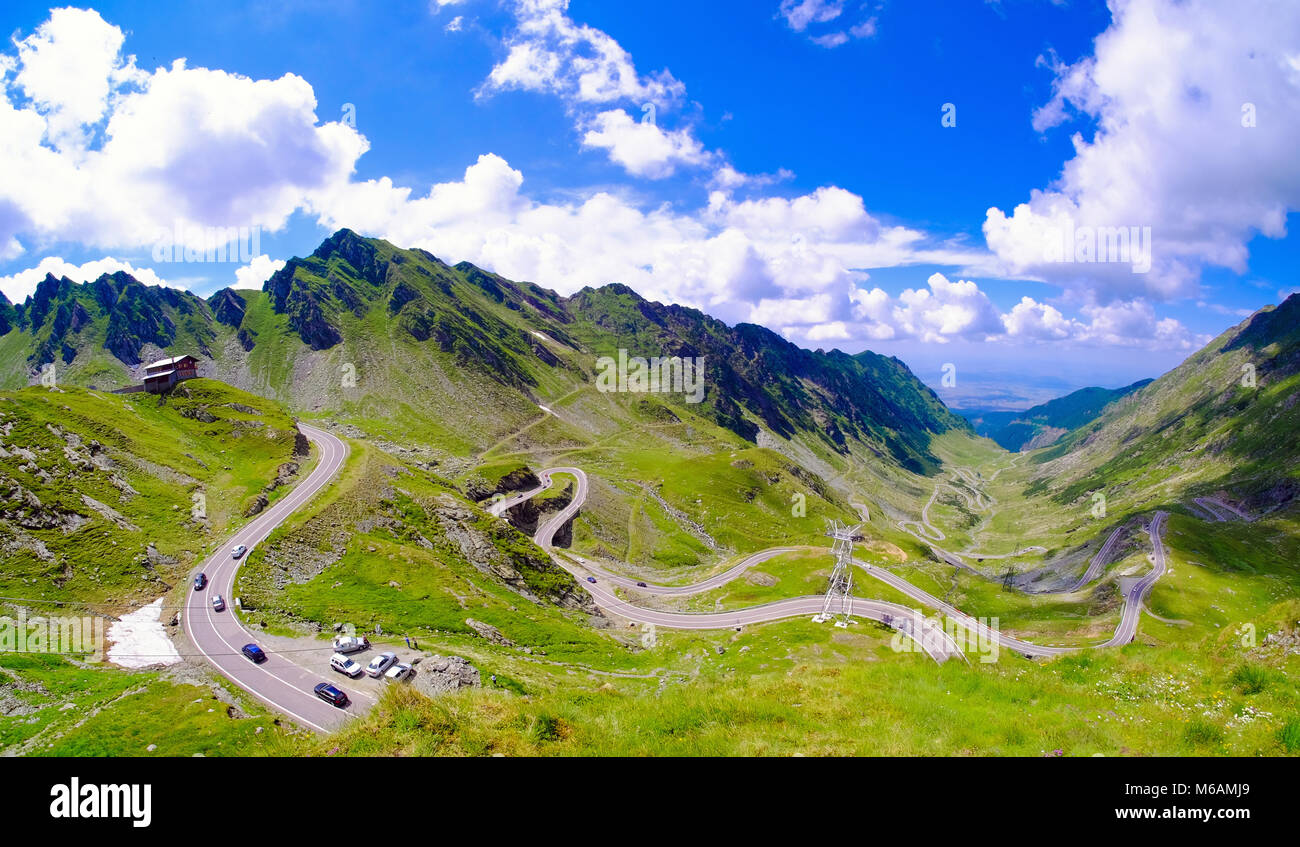 Curvy road Transfagarasan, Romania. HDR image Stock Photo - Alamy
