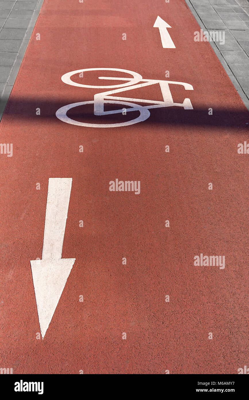 Marked cycle path on red asphalt, Bavaria, Germany Stock Photo - Alamy