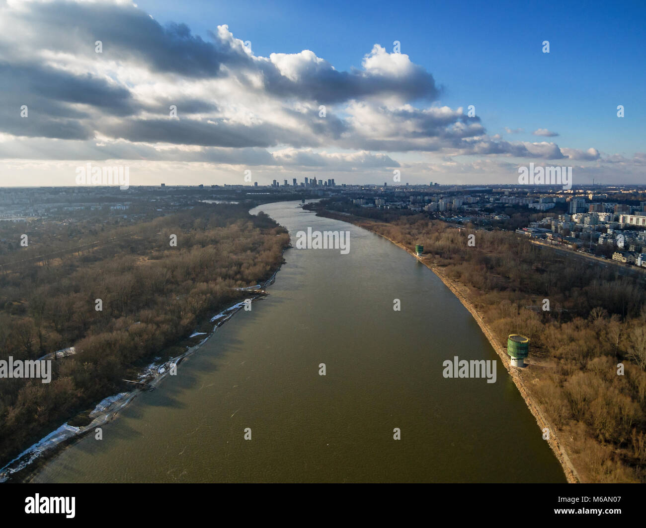 Aerial view of Vistula river and Warsaw city center Stock Photo - Alamy