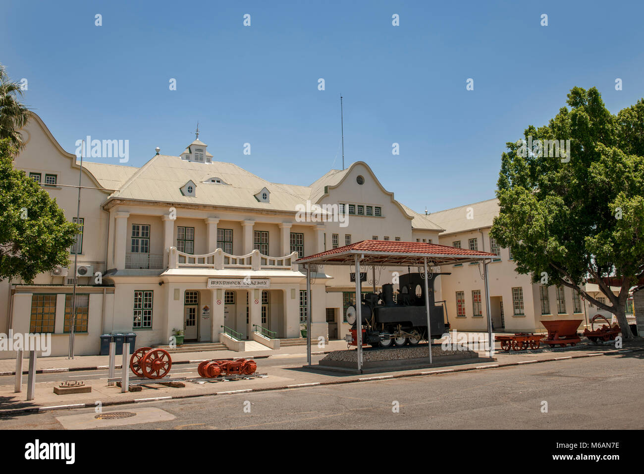 Old railway station from colonial times, Windhoek, Namibia Stock Photo ...