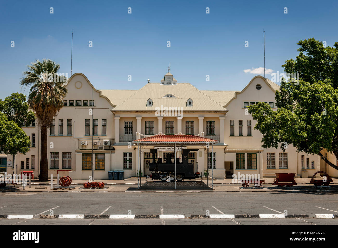 Old railway station from colonial times, Windhoek, Namibia Stock Photo ...