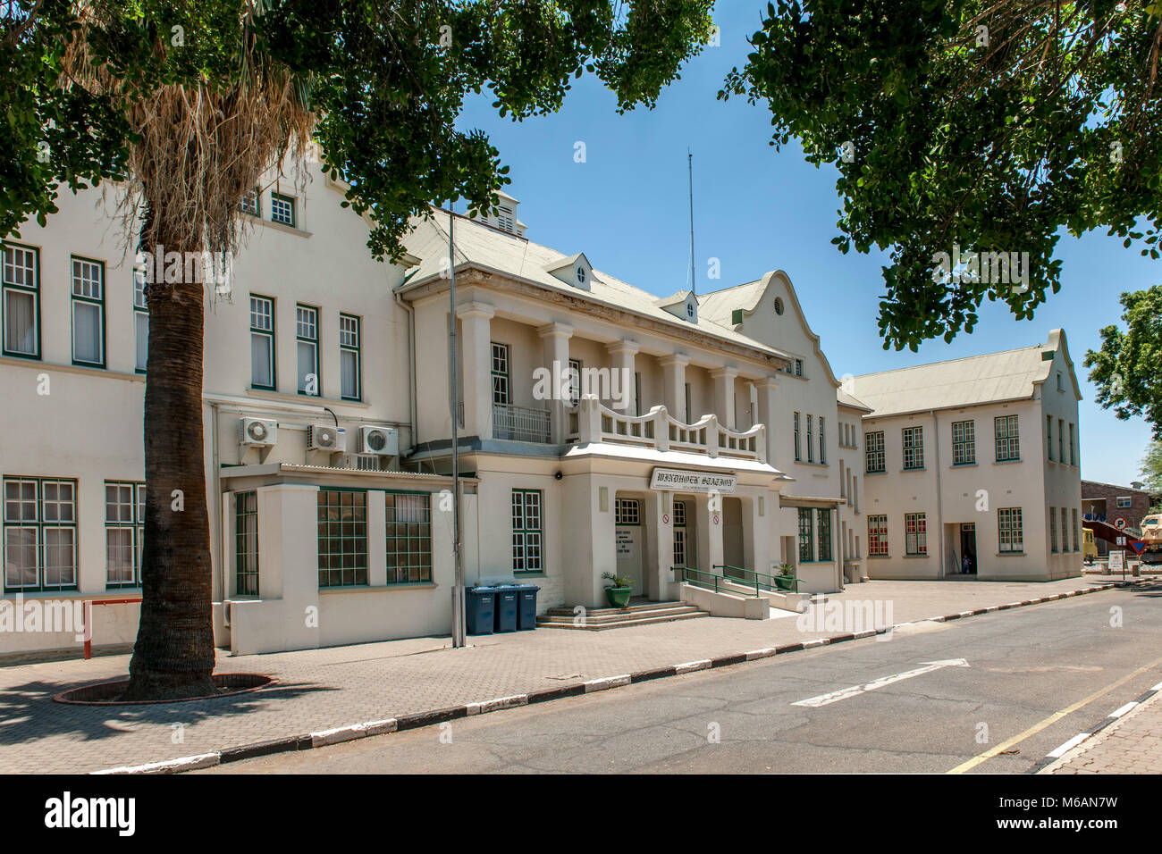 Old railway station from colonial times, Windhoek, Namibia Stock Photo ...