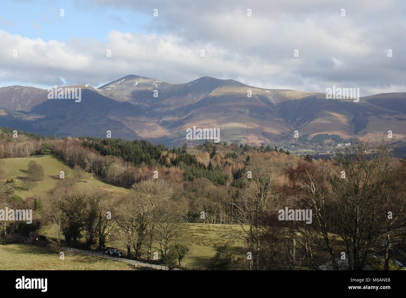 The mountains behind Keswick, leading to Skiddaw, in the English Lake ...