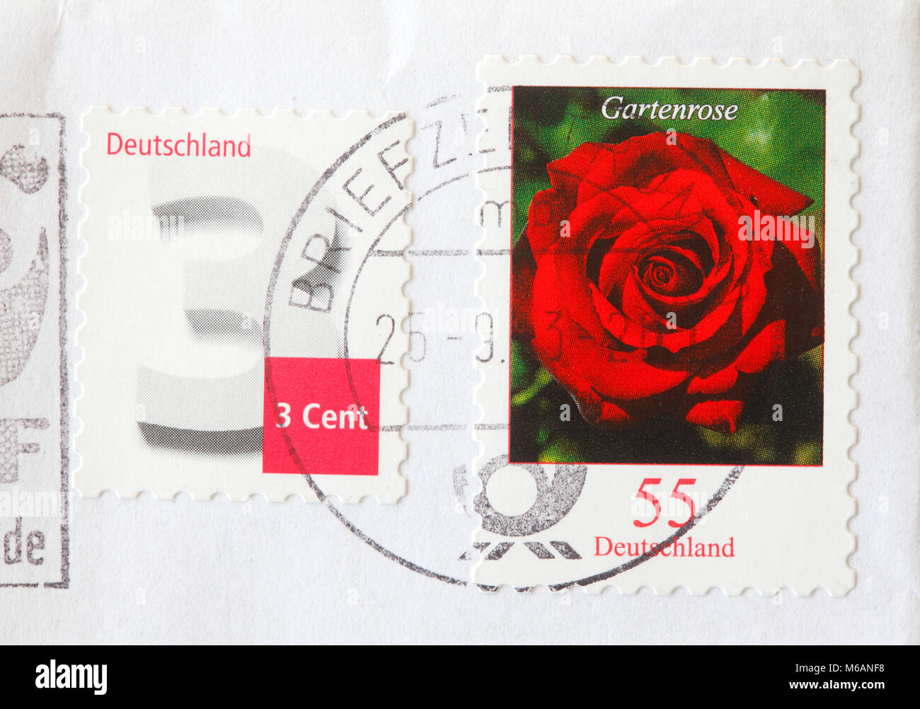 German stamped Postage Stamp on a Envelope Stock Photo - Alamy