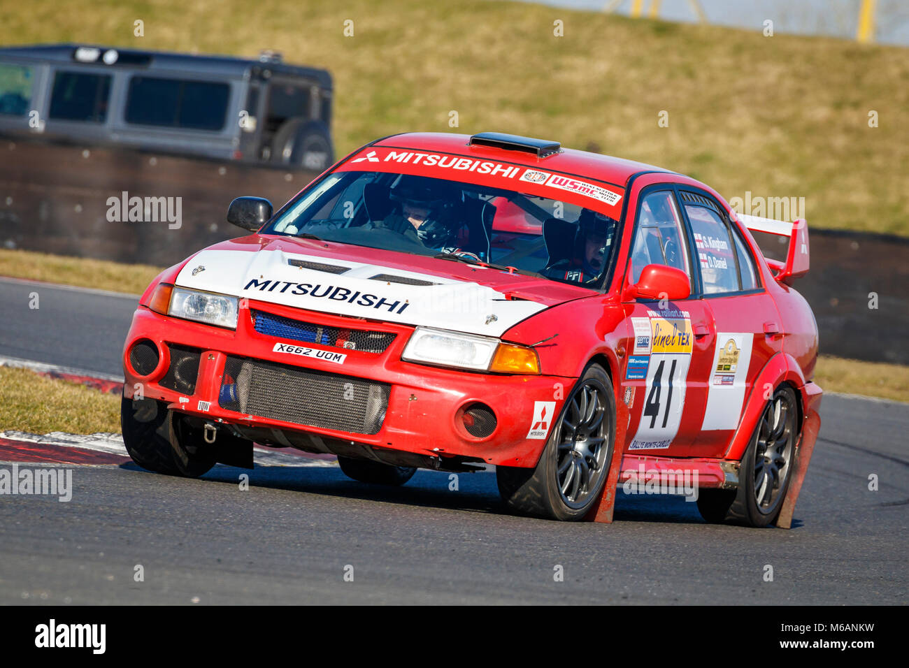 David Daniel and Stuart Kingham in the Mitsubishi Evo 6 during the ...