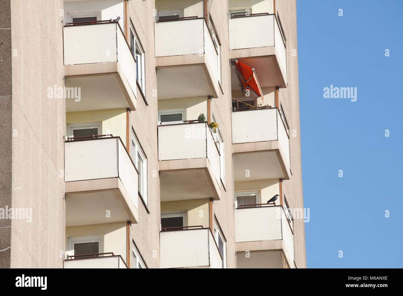Block of Flats, Residential Building with balconies and windows Stock ...